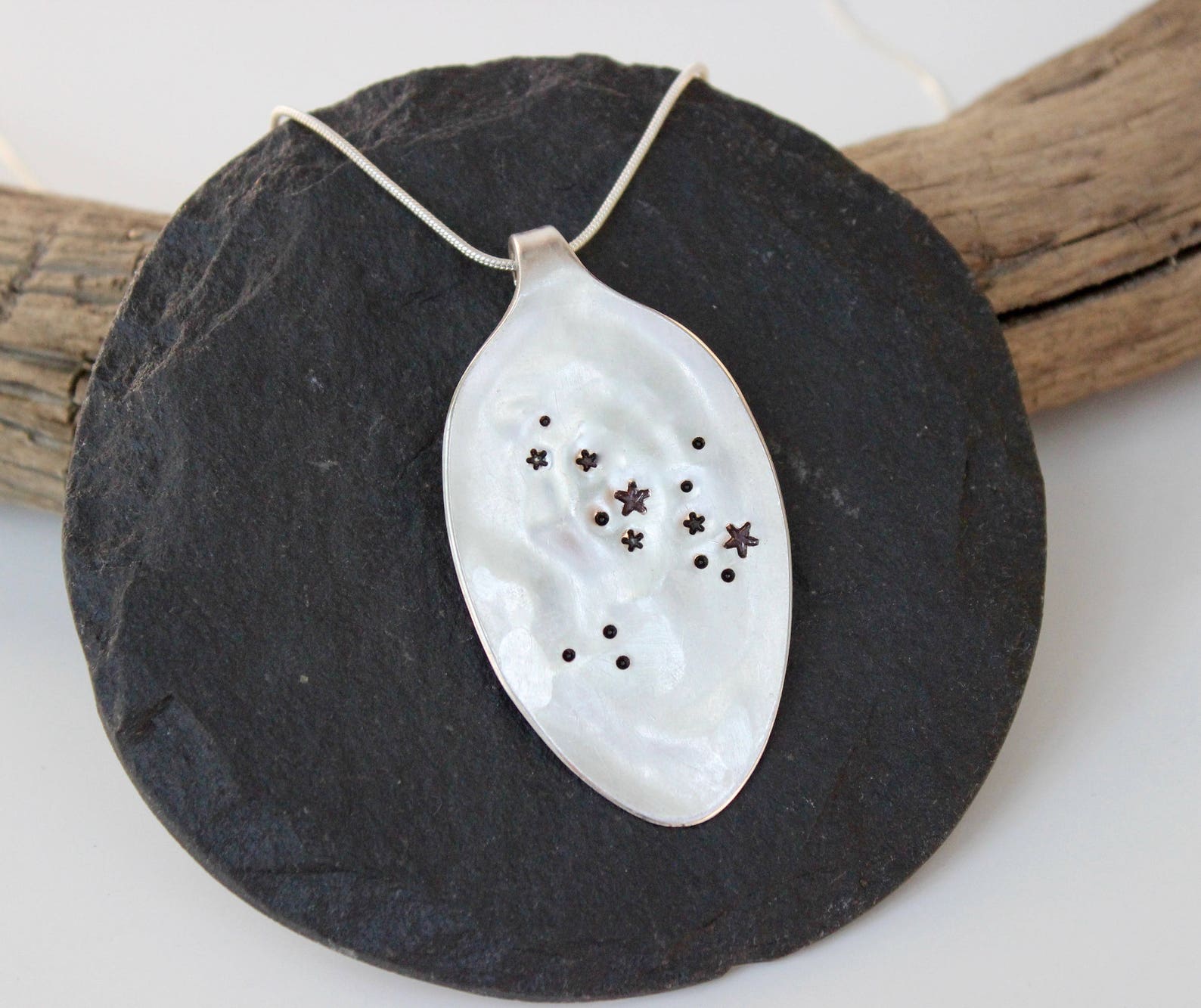 Zodiac Necklace Custom Constellation Silver Spoon Pendant - Etsy
