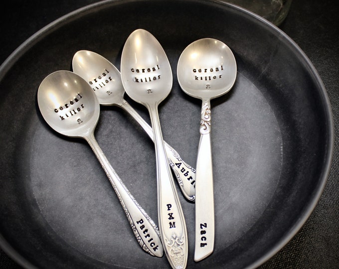 Cereal Killer Vintage Recycled Silverware Hand Stamped Cereal Spoon - Etsy