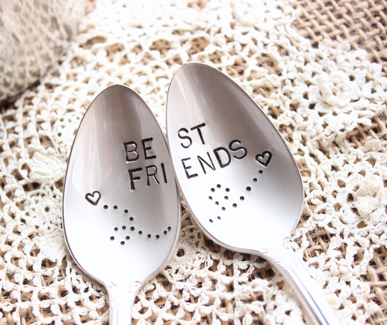 Best Friends Spoon Set - Hand Stamped - Coffee Tea Ice Cream ...
