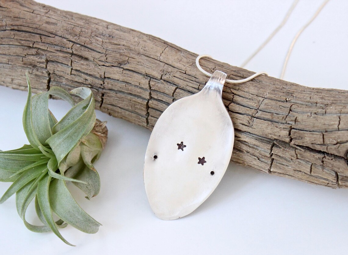 Zodiac Necklace Custom Constellation Silver Spoon Pendant - Etsy
