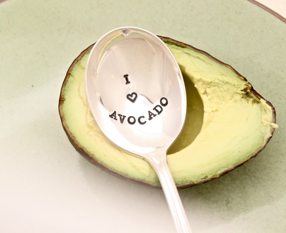 I Love Avocado Spoon Vintage Hand Stamped Silverplate | Etsy
