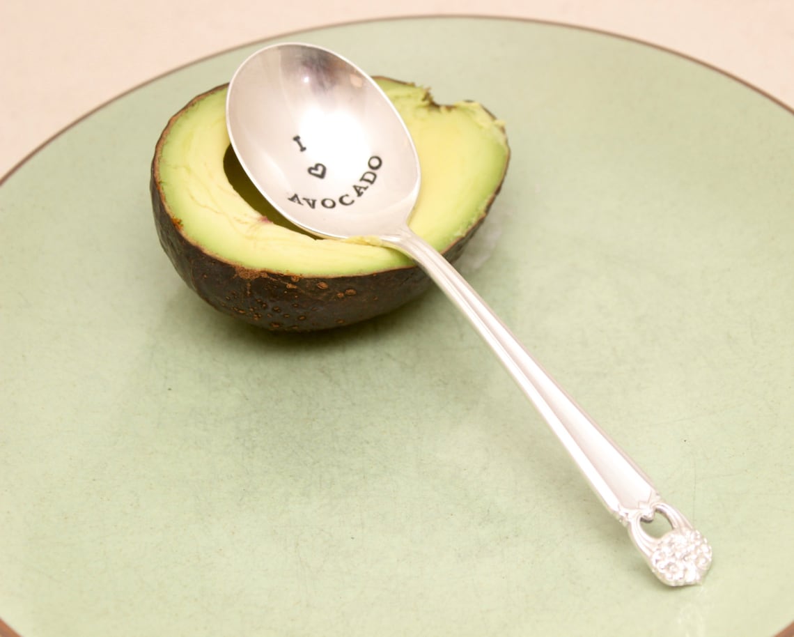 I Love Avocado Spoon Vintage Hand Stamped Silverplate - Etsy