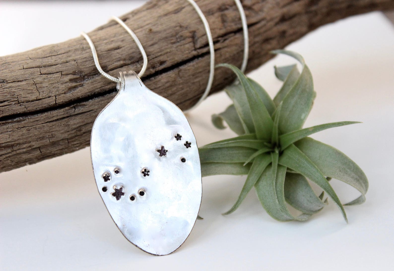 Zodiac Necklace Custom Constellation Silver Spoon Pendant - Etsy