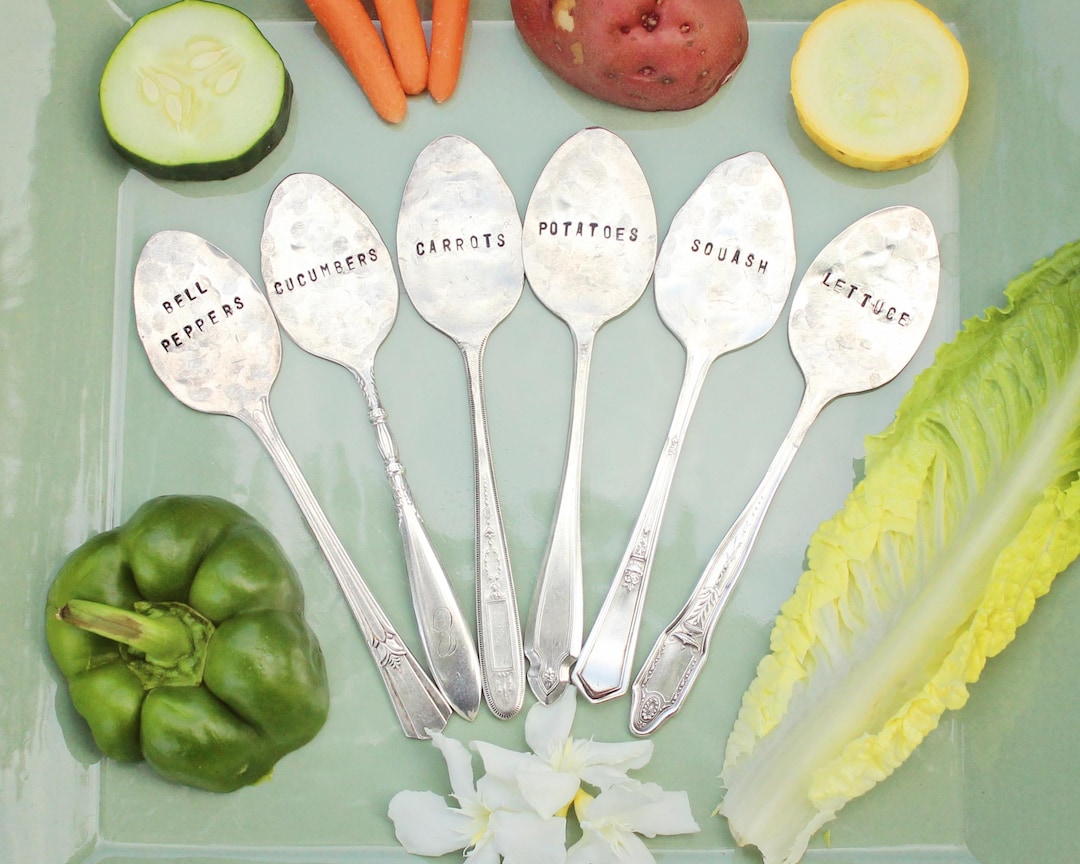 Vintage Spoon Garden Markers – Upcycled Herb & Veggie Plant Tags, Set ...