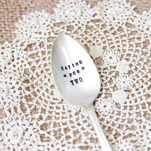 Eating for Two - Pregnancy Gift - Message Dessert Cake Dinner Fork ...