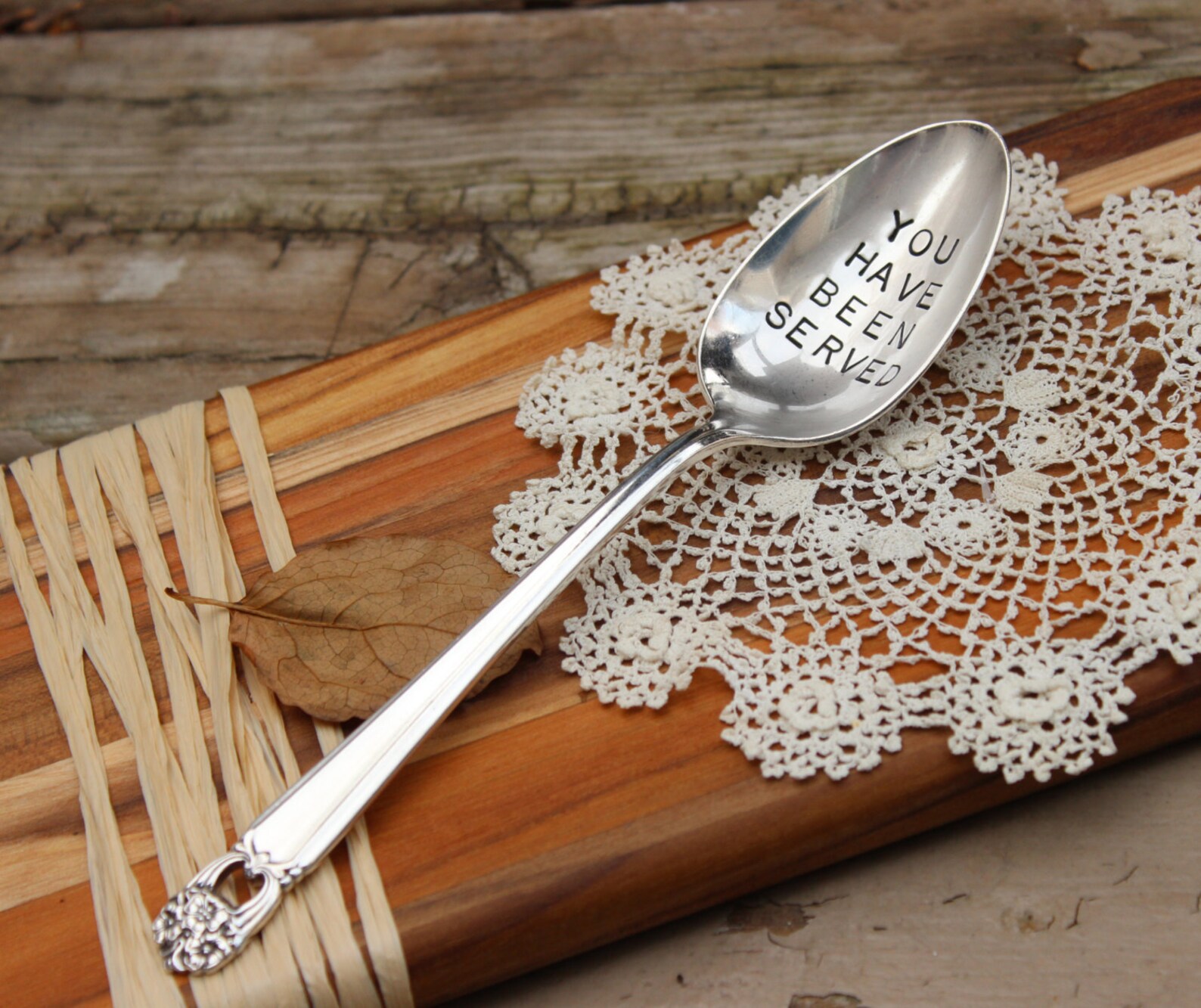 Hand Stamped Silver Plate Serving Spoon - 'you Have Been Served' - Etsy