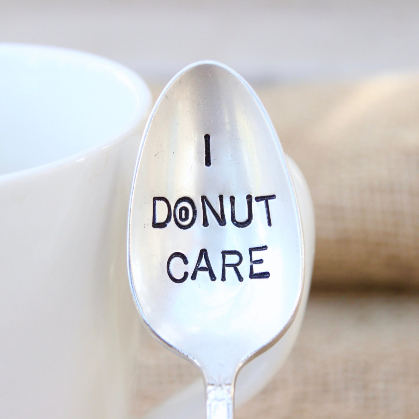 I Donut Care Spoon Hand Stamped Coffee Ice Cream Peanut | Etsy