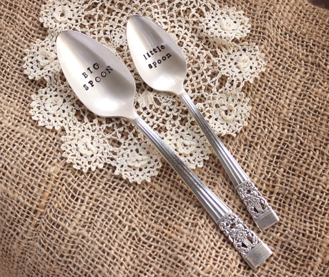 BIG Spoon Little Spoon Set His Hers Hand Stamped Coffee - Etsy