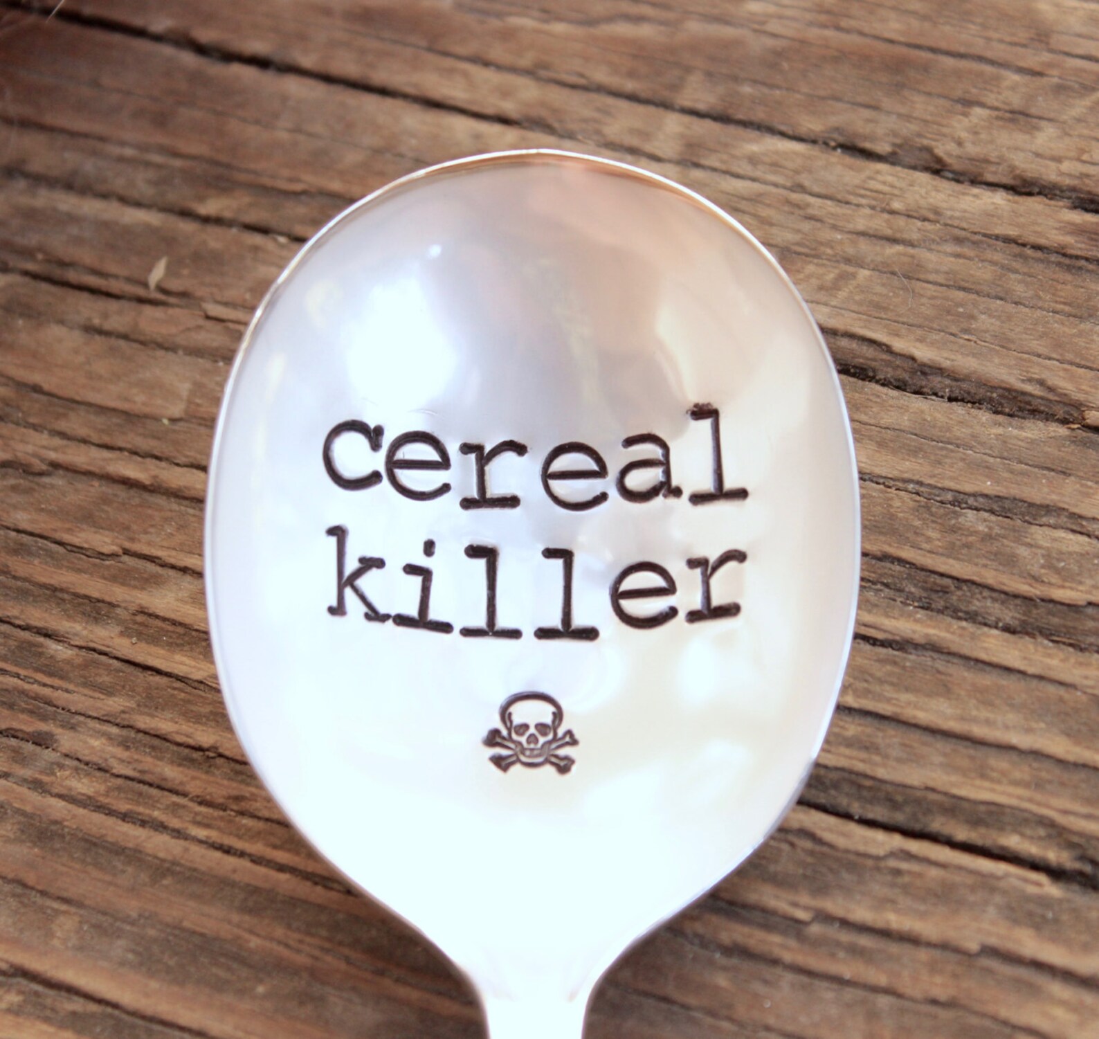 Cereal Killer Spoon - Hand Stamped - Skull Crossbones - Vintage Antique ...