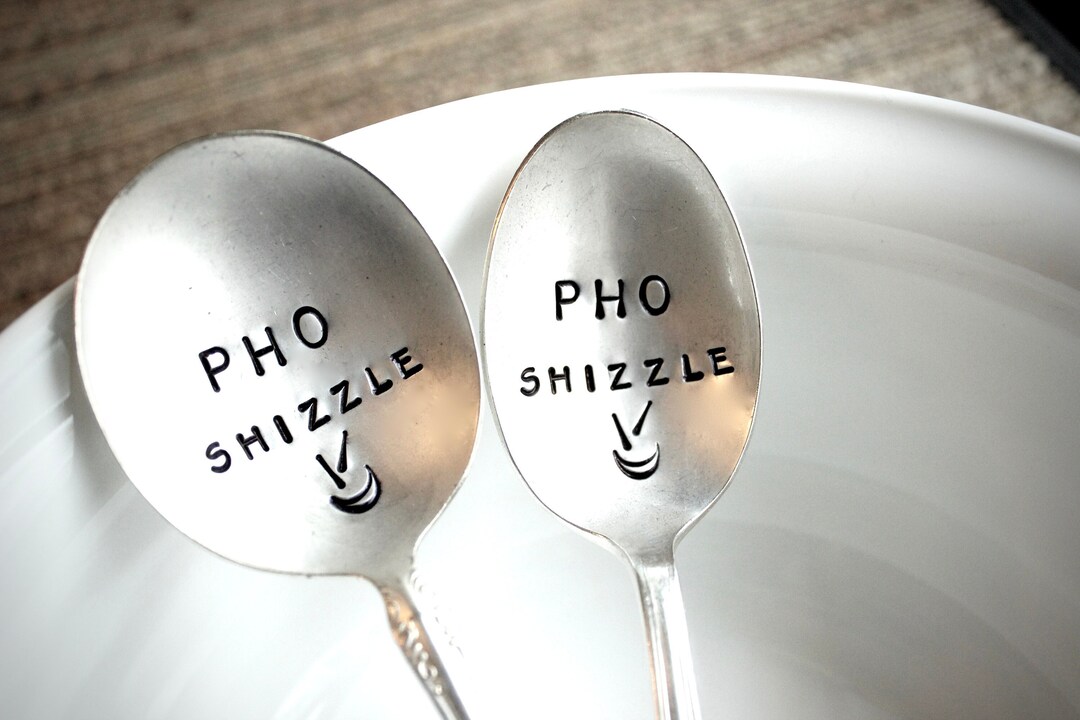 PHO SHIZZLE Spoon: Custom Handstamped Vintage Silver Plated Spoon - Etsy