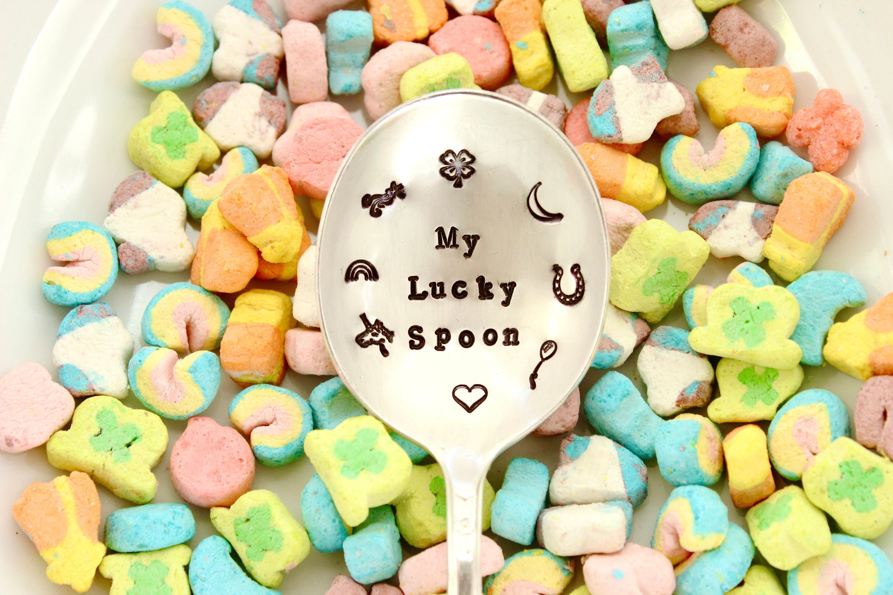 My Lucky Spoon Hand Stamped Handstamped Fun Message Cereal - Etsy