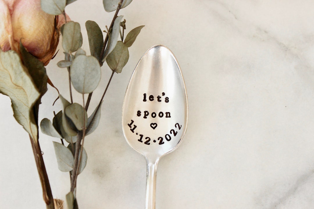 Let's Spoon - Custom Name Date - Handstamped Hand Stamped - Anniversary ...