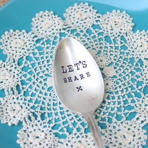 Hand Stamped Vintage Silver Plate Spoon - Let's Share - Etsy