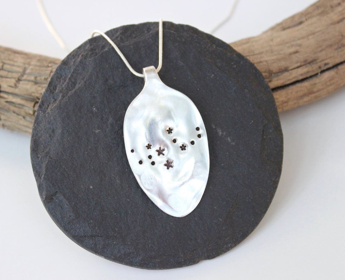Zodiac Necklace Custom Constellation Silver Spoon Pendant - Etsy