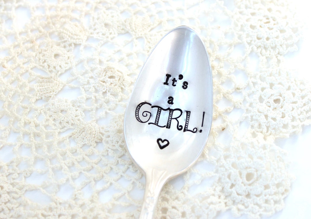 It's a GIRL Spoon - Handstamped Spoon - Pregnancy Baby Announcement ...