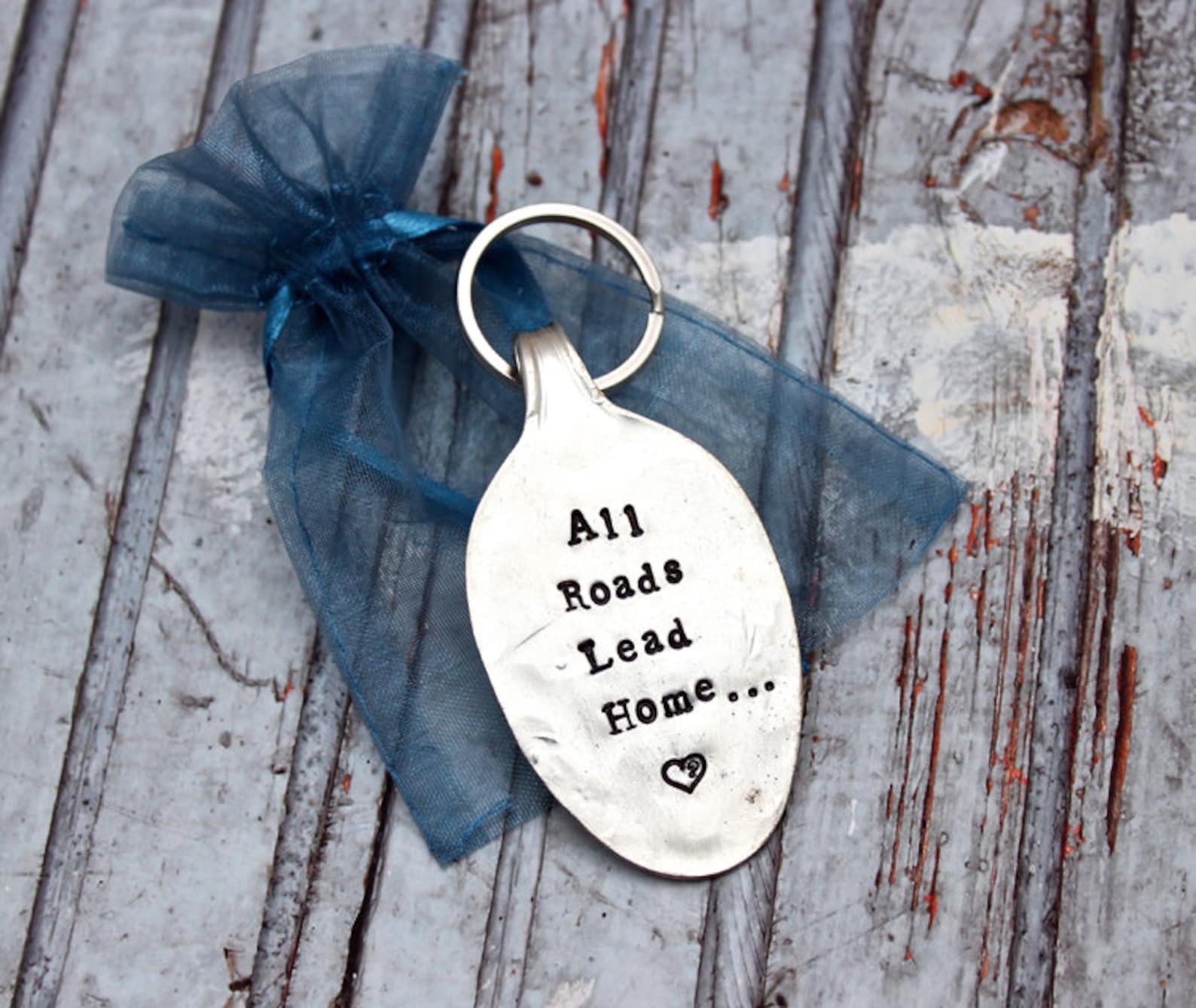 All Roads Lead Home Keychain Vintage Silver Plated Flattened | Etsy