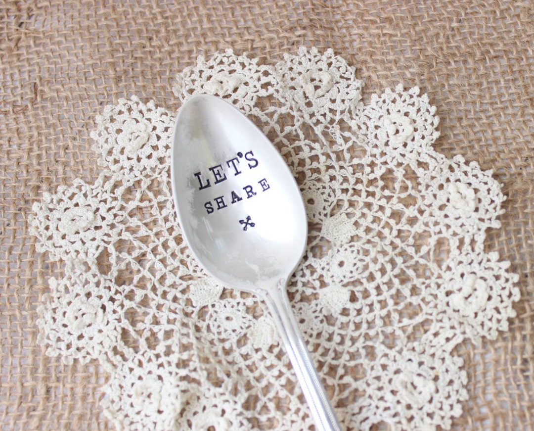 Hand Stamped Vintage Silver Plate Spoon - Let's Share - Etsy