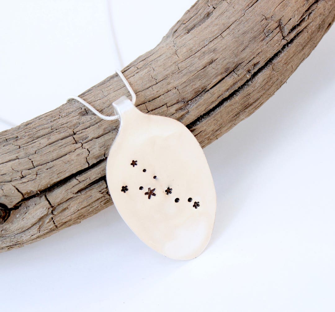 Zodiac Necklace - Taurus Constellation - Silver Spoon Pendant - Vintage ...