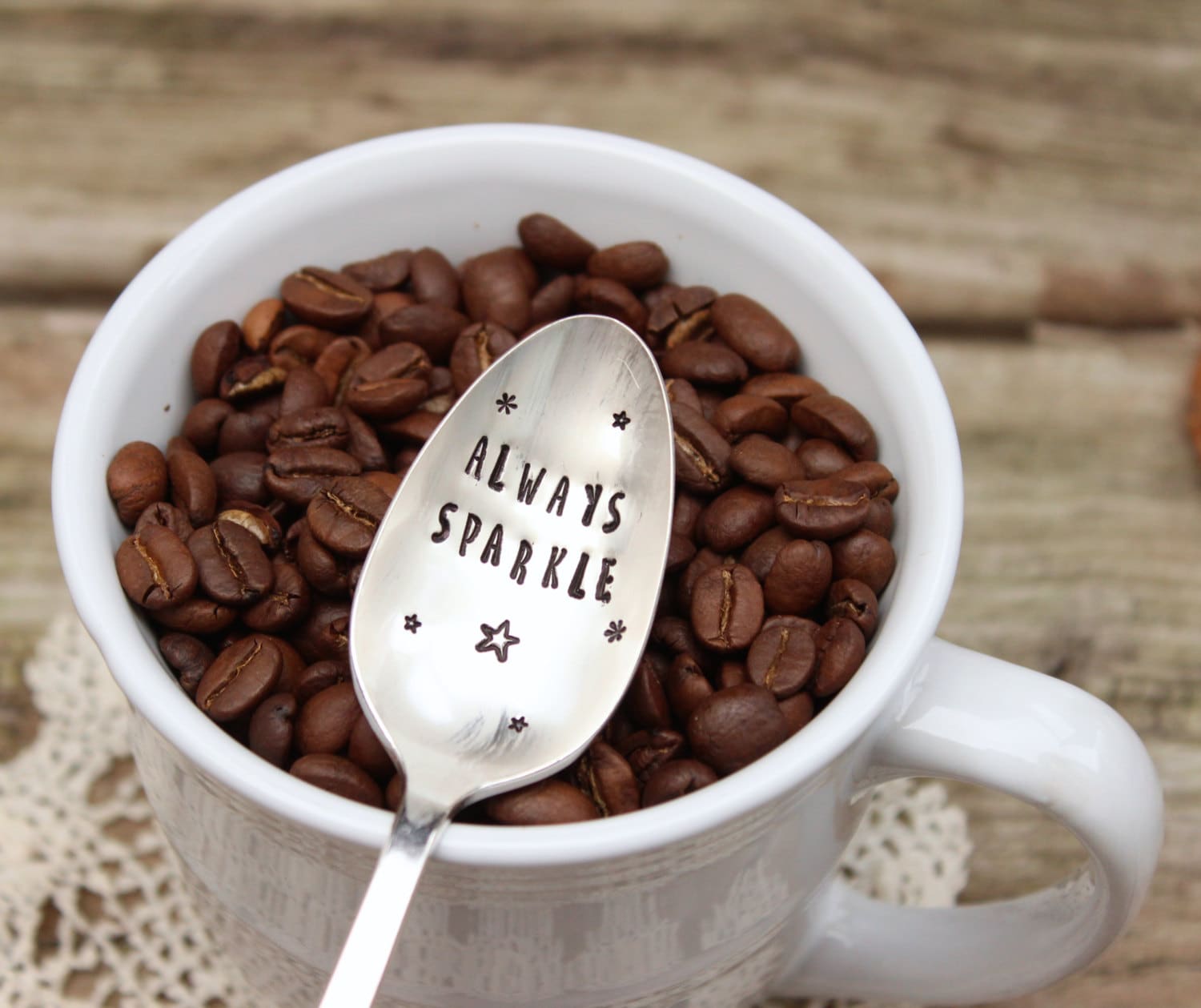 Always Sparkle Coffee Spoon - Message Spoon - Hand Stamped - Coffee Tea ...