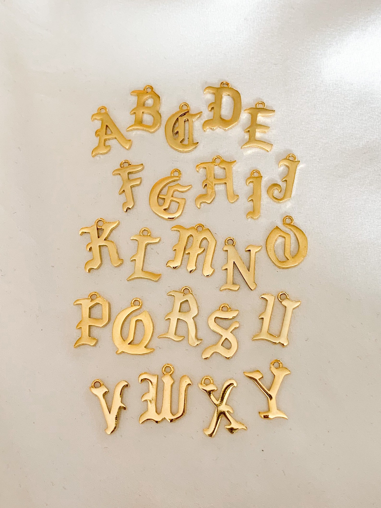 Gold Gothic Initial Letter Pendant Charm Necklace Old English - Etsy