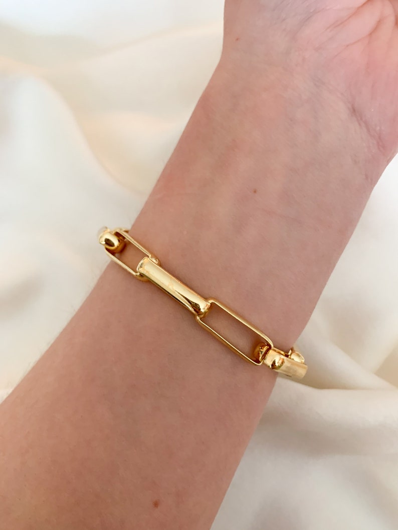 Gold Rectangle Box Chain Link Bracelet With Chunky Hardware - Etsy
