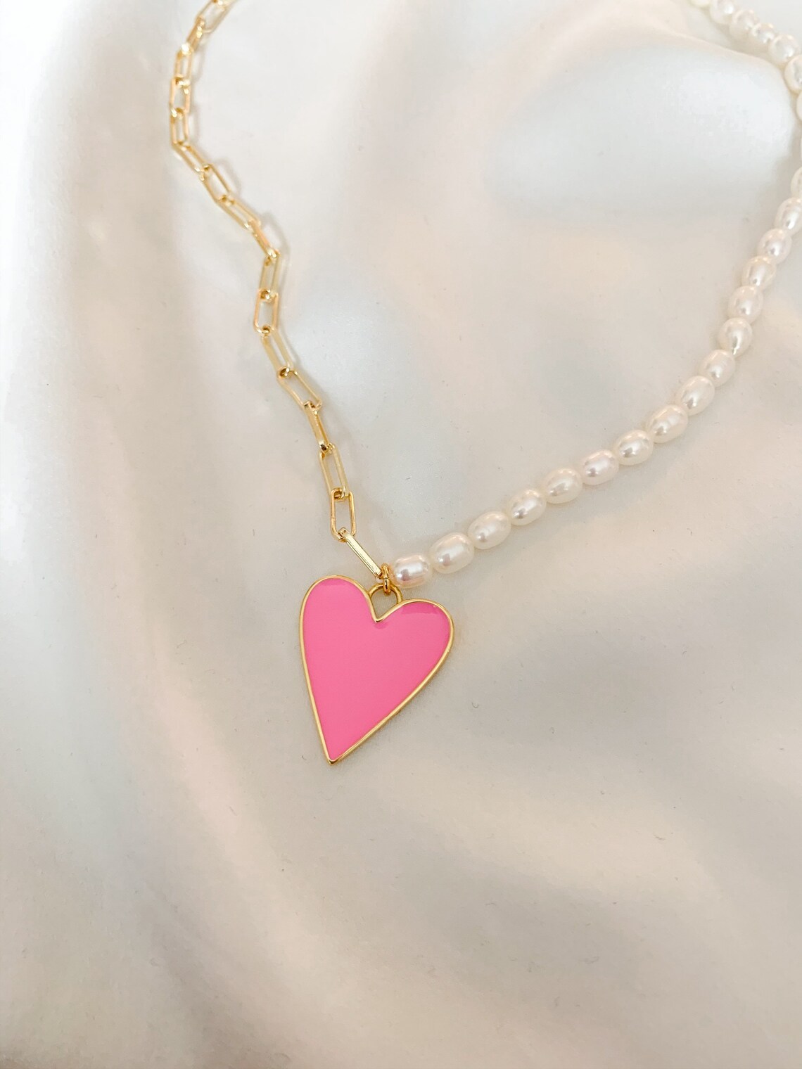 Gold Filled Paperclip Chain and Freshwater Pearl Split Half - Etsy