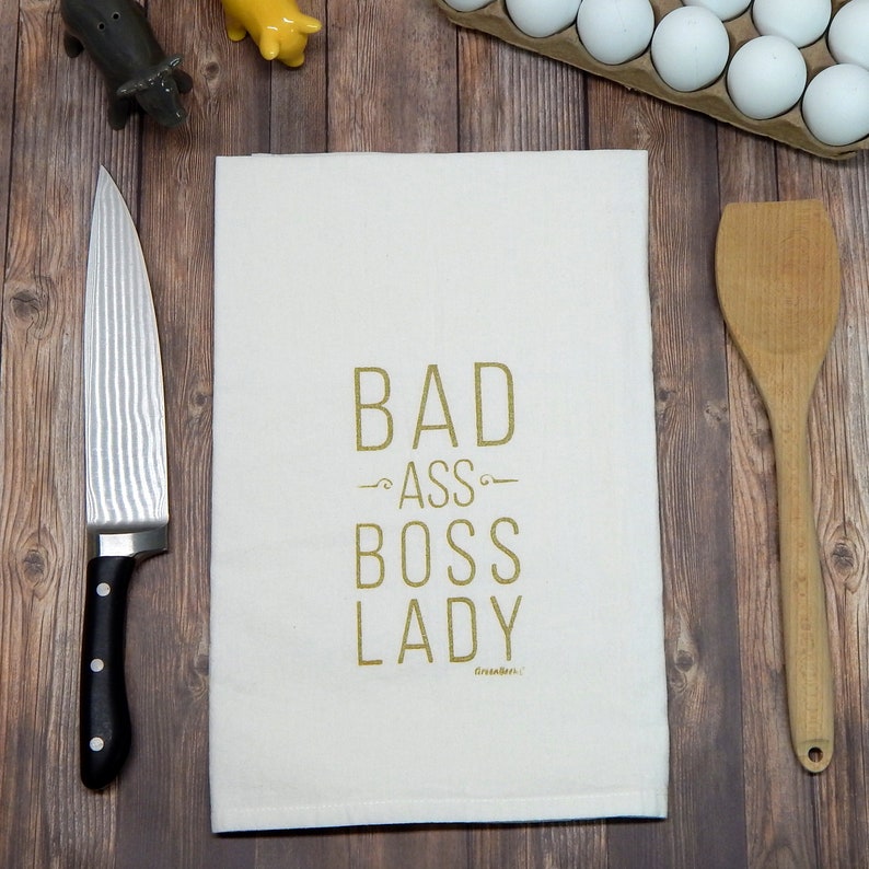 Bad Ass Boss Lady Tea Towel | Etsy
