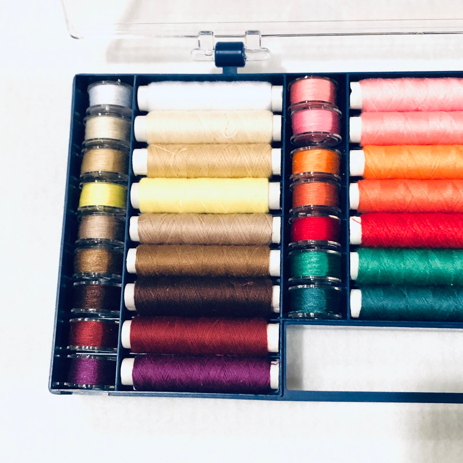 Set of 32 Colorful Spools and Matching Bobbins Polyester High - Etsy