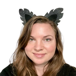 Grey and Black Wolf Ears Headband Birthday Party Favors Costume Adult ...