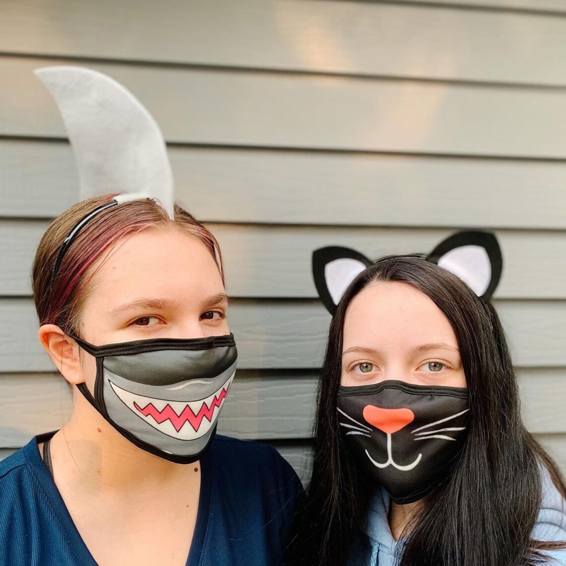 Kitty Cat Face Mask Nose and Mouth and Ears Clothe Facemask With Nose ...