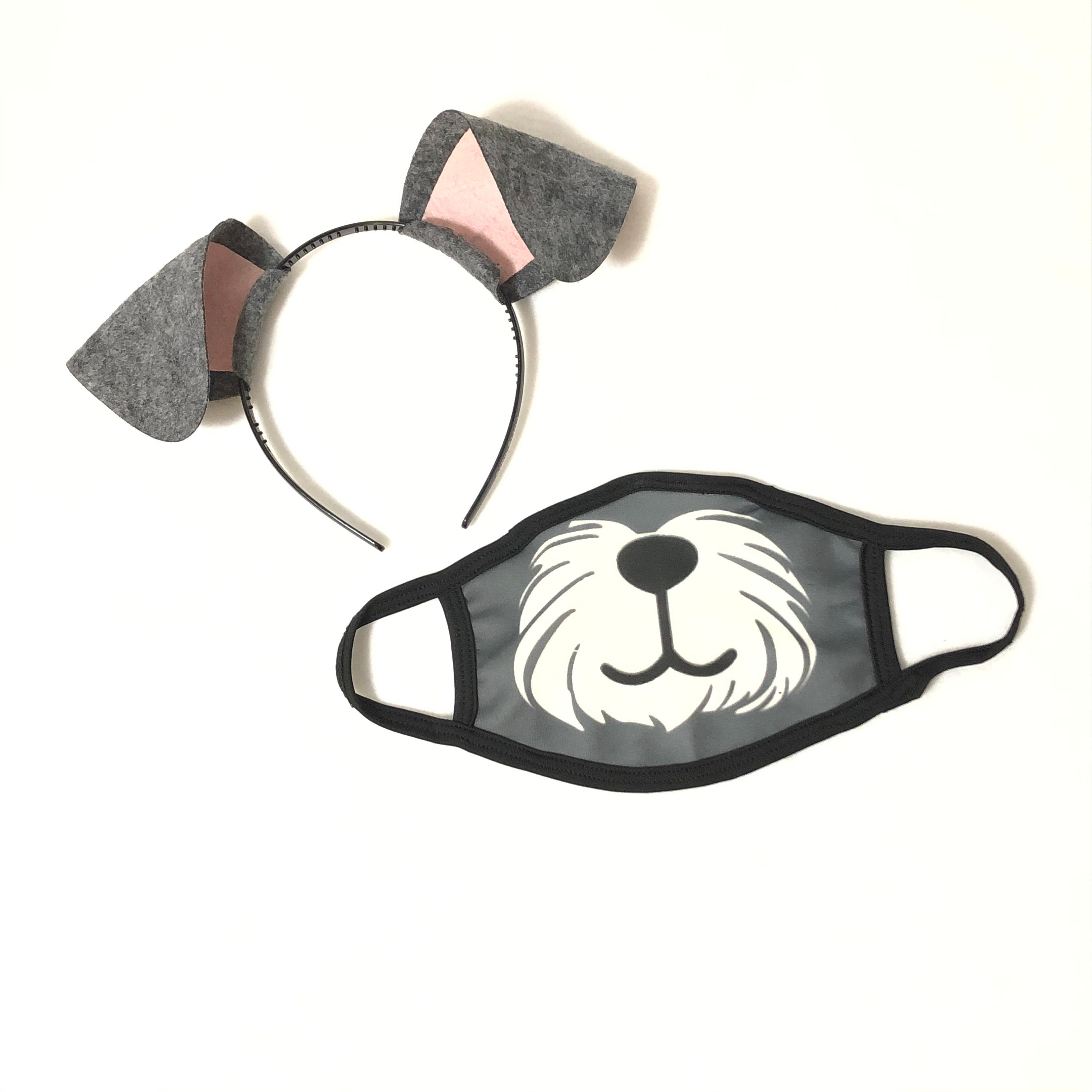 Grey Dog Face Mask Nose Mouth Ears Clothe Facemask With Nose - Etsy