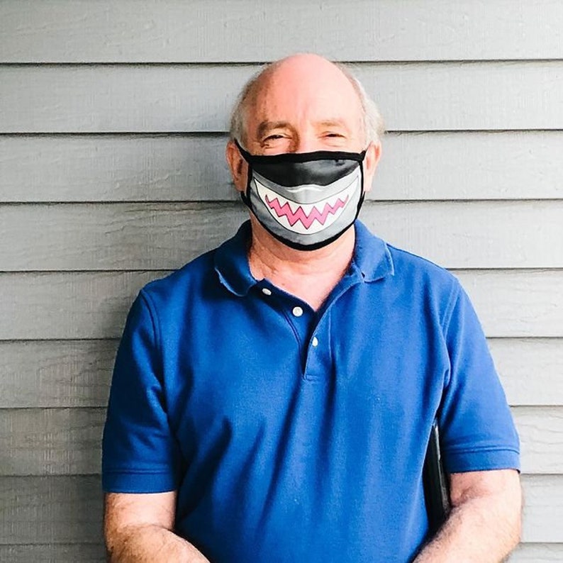 Shark Face Mask Nose and Mouth and Ears Clothe Facemask With | Etsy