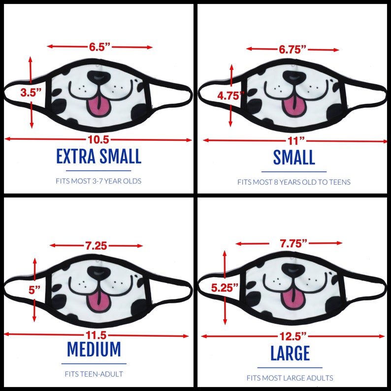 Dalmatian Dog Animal Face Mask Nose Mouth Ears Clothe Facemask With ...