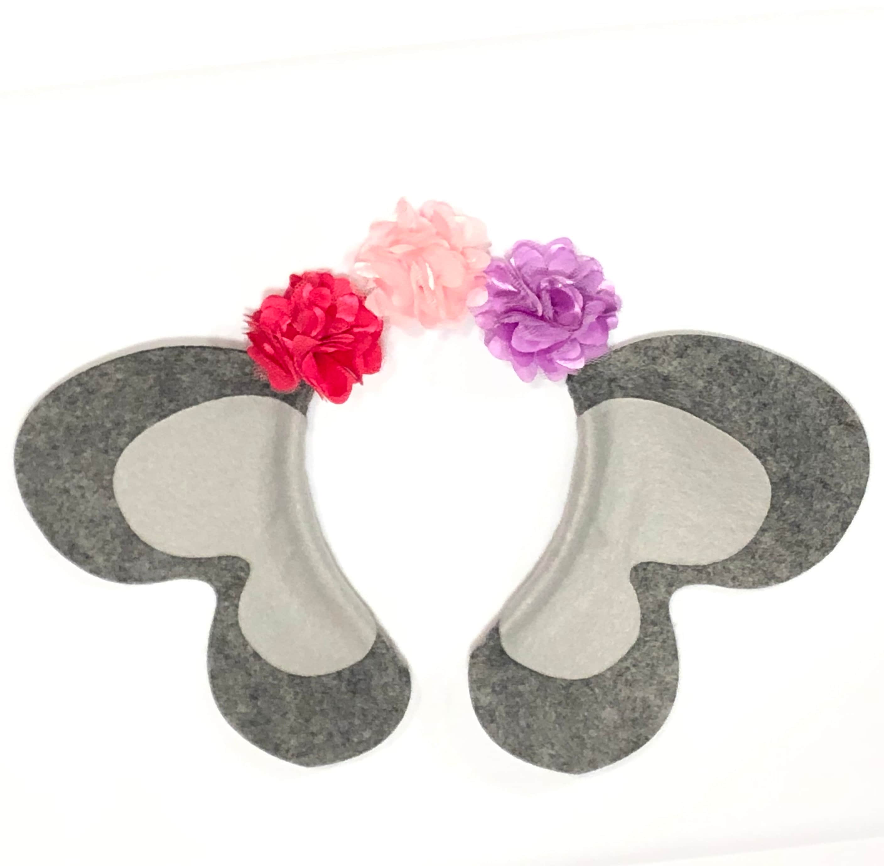 Elephant ears with Flowers headband Jungle animal birthday | Etsy