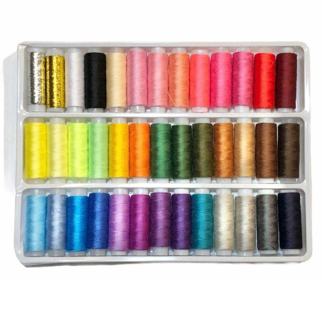 Set of 39 Colorful Variety Assortment Spools Polyester High Tenacity ...