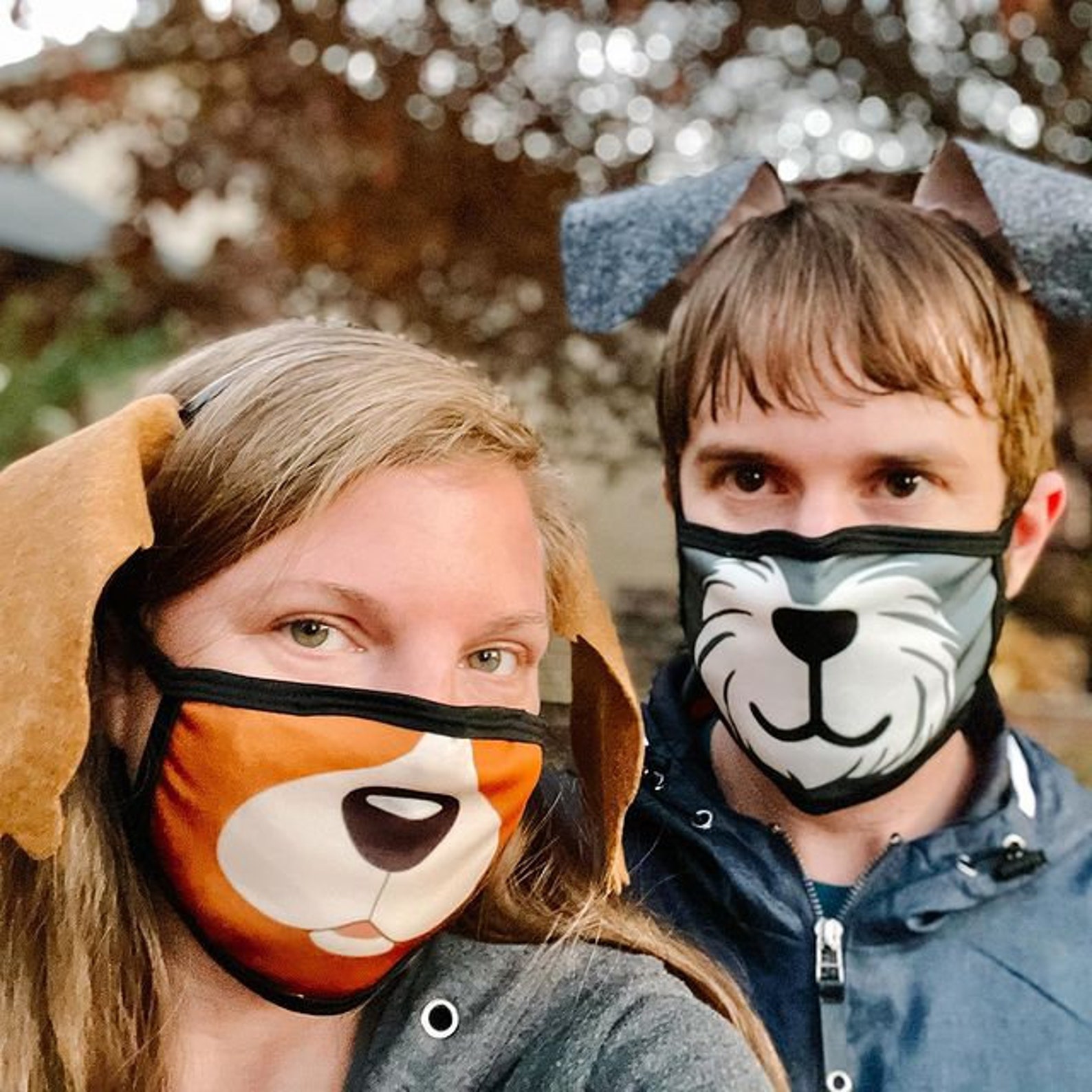 Grey Dog Face Mask Nose Mouth Ears Clothe Facemask With Nose - Etsy