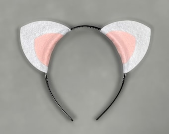 Black and White Kitty Cat Ears Headband and Tail Set Birthday | Etsy