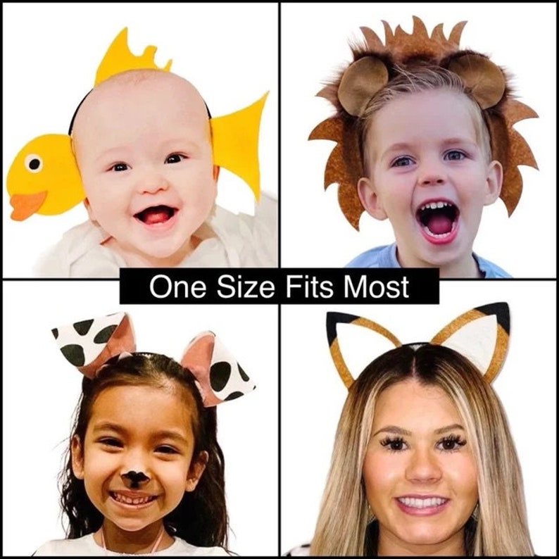 Lion Ears and Tail Set Jungle Safari Zoo Animal Headband Birthday Party ...
