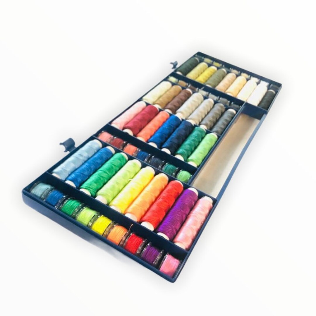Set of 32 Colorful Spools and Matching Bobbins Polyester High Tenacity ...