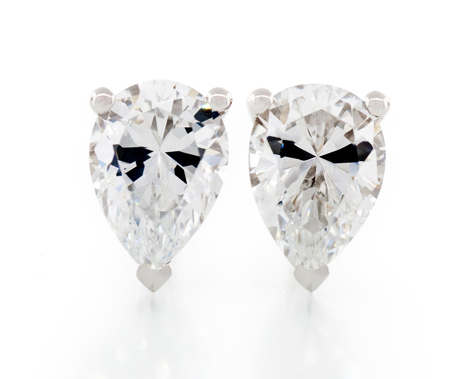 Pear Shape Fancy Diamond Cut Crystal White 7x5 - 10x8mm CZ 925 Sterling ...