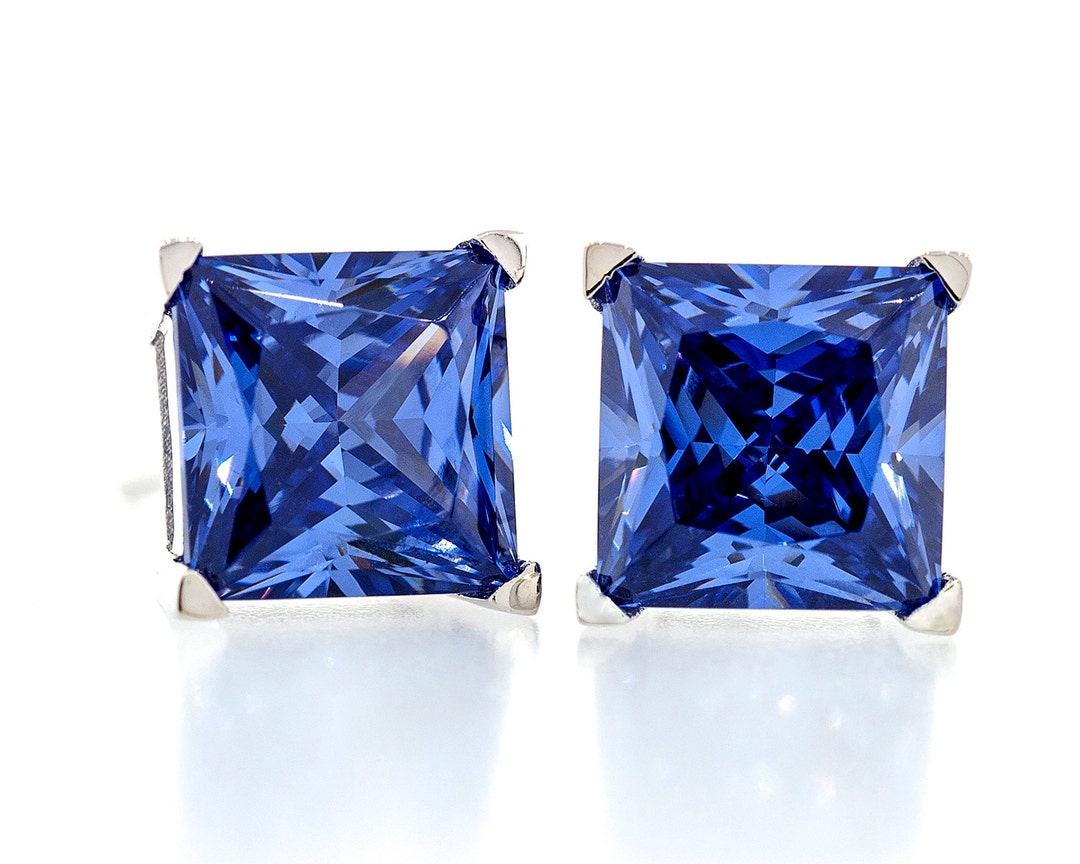 Square Shape Princess Cut Tanzanite Color 5.5x5.5 - 6.5x6.5mm CZ 925 ...
