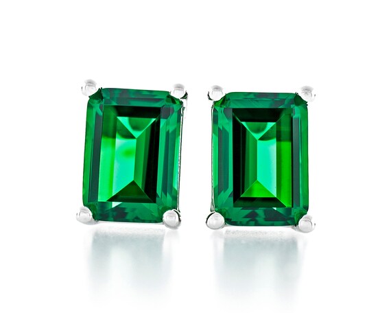 Octagon Shape Diamond Cut 7x5 10x8mm Synthetic Emerald 925 - Etsy