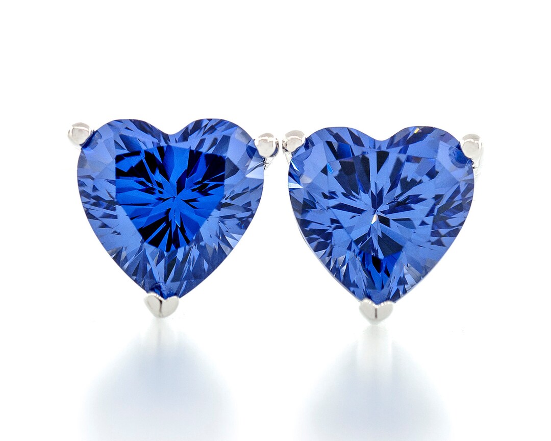 Heart Shape Fancy Diamond Cut Tanzanite Color 6x6 - 7x7mm CZ 925 ...