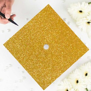 Gold Glitter Grad Cap | Easy-to-apply Graduation Cap Decoration | Grad ...