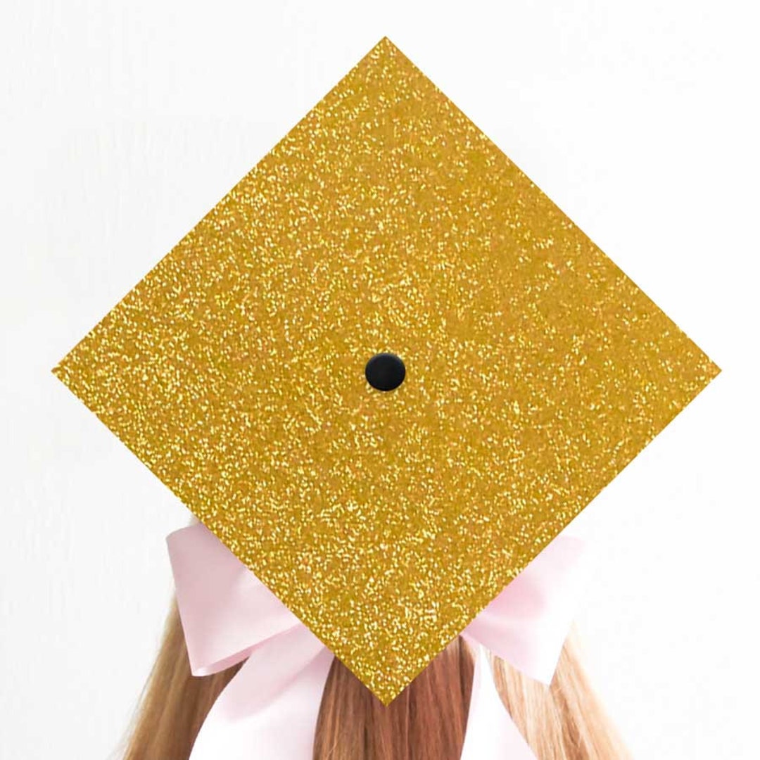 Gold Glitter Grad Cap | Easy-to-apply Graduation Cap Decoration | Grad ...