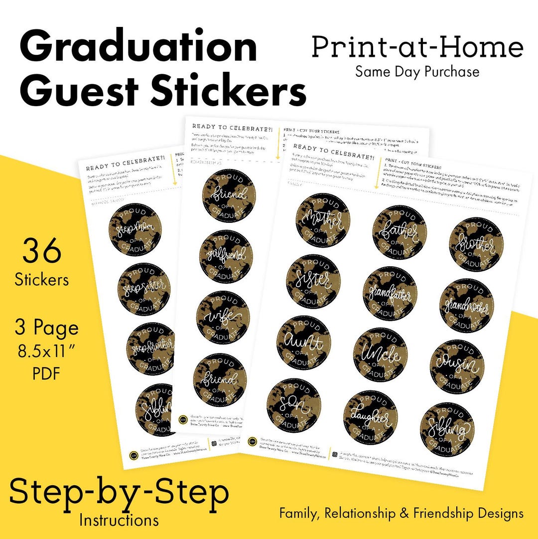 Graduation Guest Stickers | Graduation Stickers | Printable Graduation ...