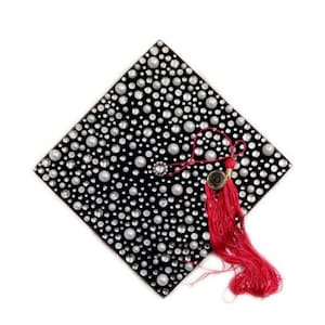 Graduation Cap | Pearls & Glitz Silver Rhinestone | Grad Cap ...
