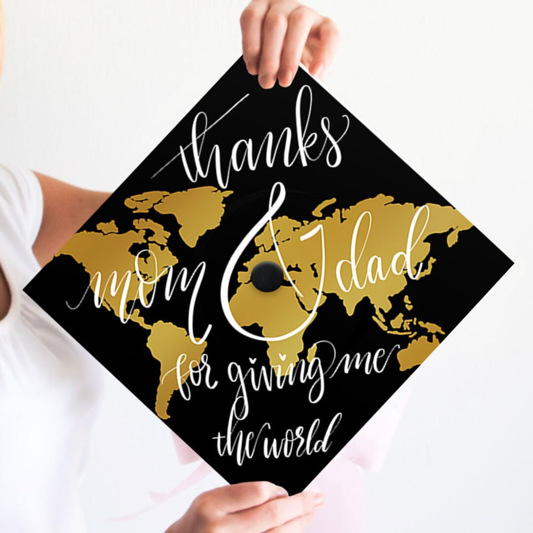 Grad Cap Topper | Graduation Cap Print | Custom Graduation Cap | Thanks ...