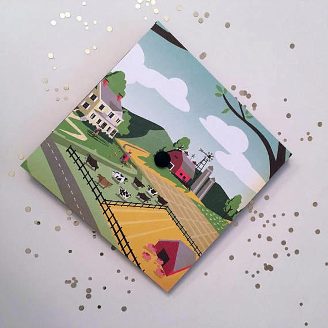 Graduation Cap | Agricultural Farm Scene | Affordable Graduation Cap - Etsy