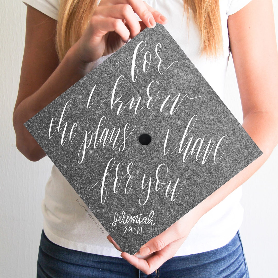 Silver Glitter Graduation Cap Topper | Bible Verse (digital Download ...
